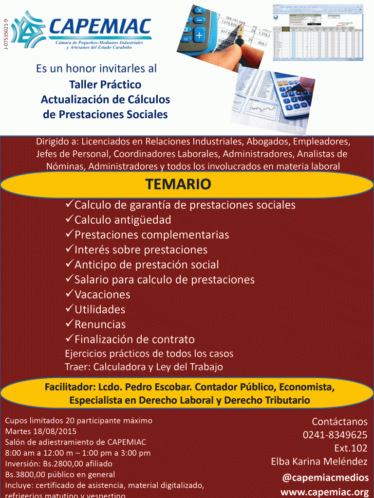 Taller práctico Actualización de Cálculos de prestaciones Sociales ...