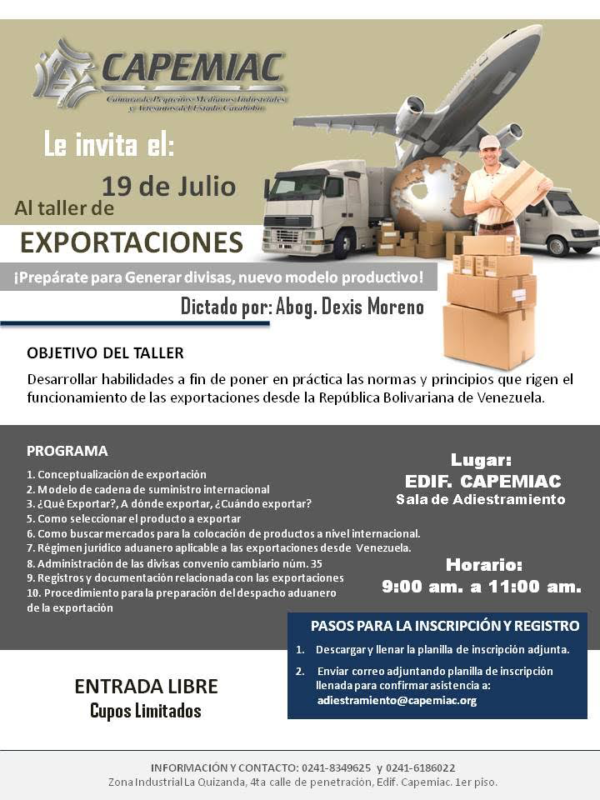 Taller de Exportación – Cámara de Pequeños-Medianos Industriales y ...